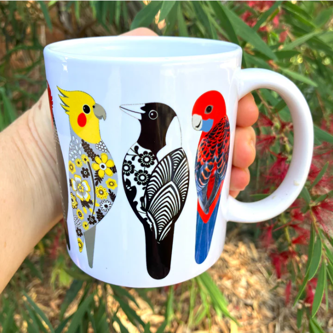 Australian Birds Mug, 9 birds on mug Printed in australia, Smyle Desig ...