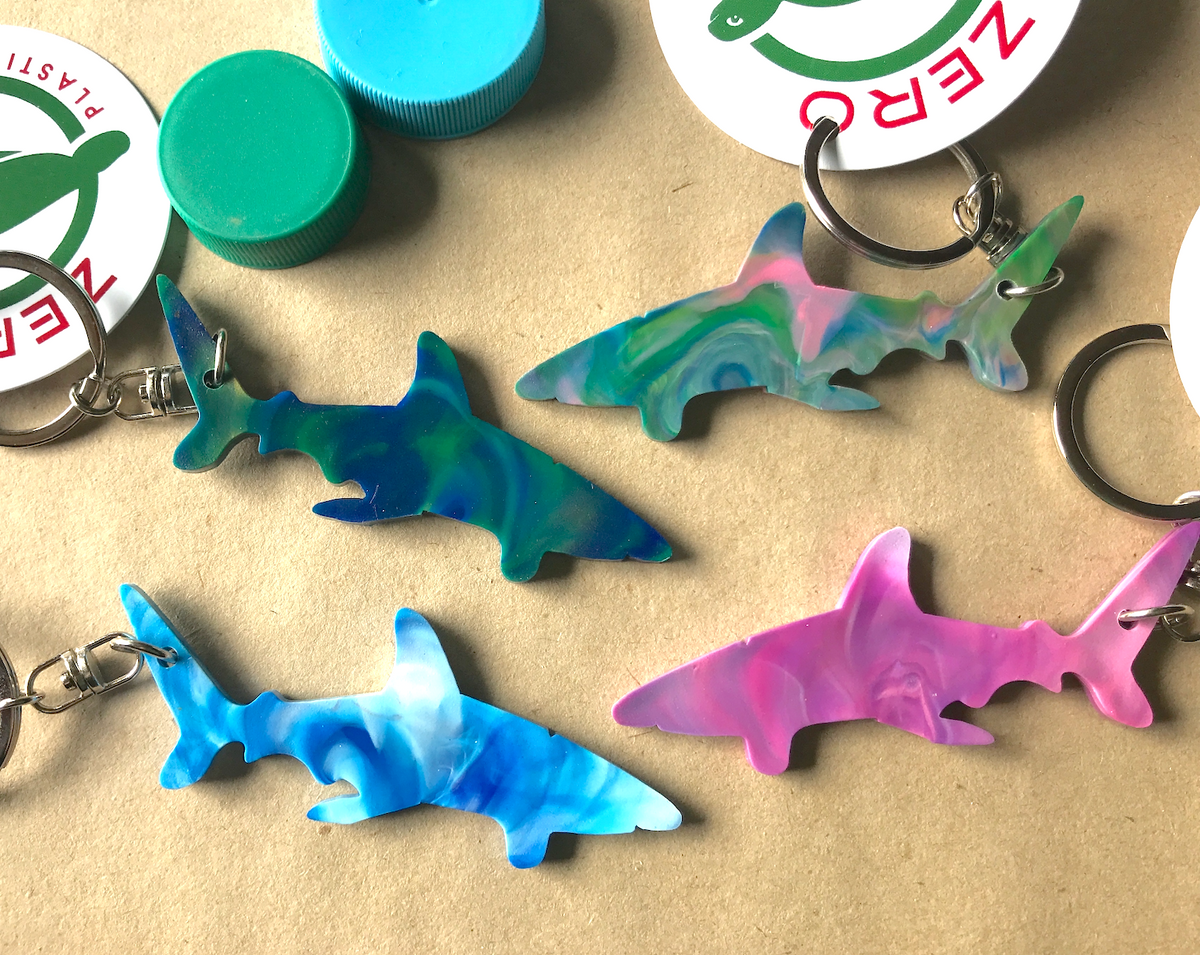 Shark Key Ring Mother Earth Green Made from Drink bottle lids in Austr ...