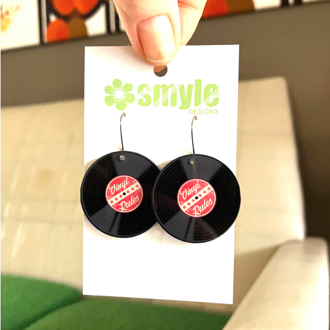 Vinyl Record Earrings Made in Australia from recycled Acrylic, Smyle D ...