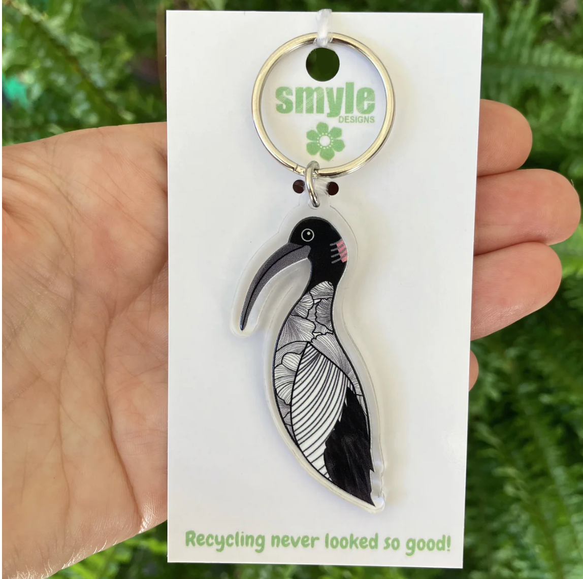 Bin Chicken , White Ibis Key ring Made in Australia from recycled acry ...