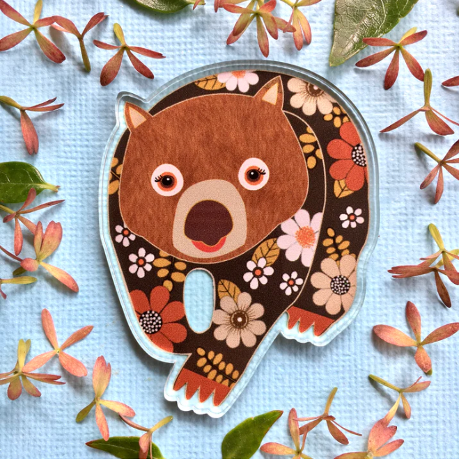 Wombat Brooch Made in Australia from recycled acrylic, Smyle Designs ...
